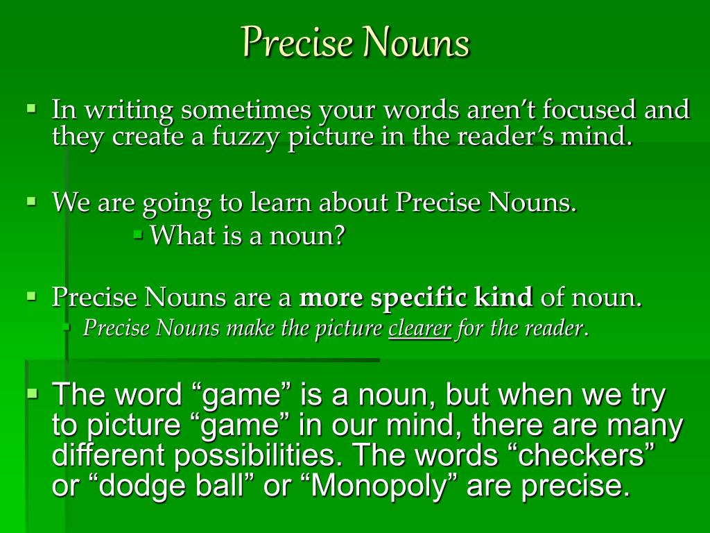 PPT - Precise Nouns PowerPoint Presentation, free download - ID:546700