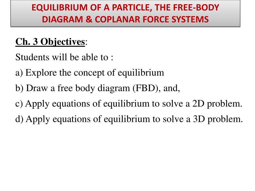 PPT - EQUILIBRIUM OF A PARTICLE, THE FREE-BODY DIAGRAM & COPLANAR FORCE ...