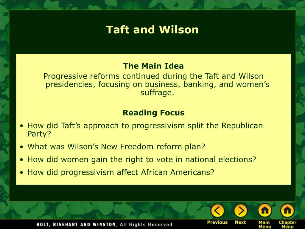 PPT - Taft and Wilson PowerPoint Presentation, free download - ID:553399