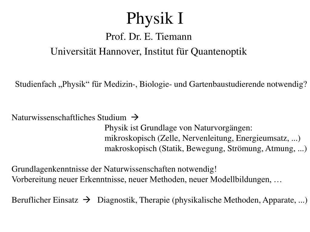 PPT - Physik I PowerPoint Presentation, free download - ID:556620