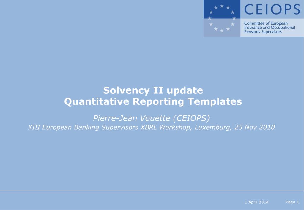 PPT - Solvency II update Quantitative Reporting Templates PowerPoint ...
