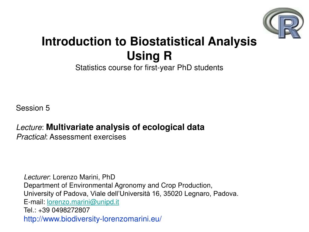 PPT - Introduction to Biostatistical Analysis Using R Statistics course ...