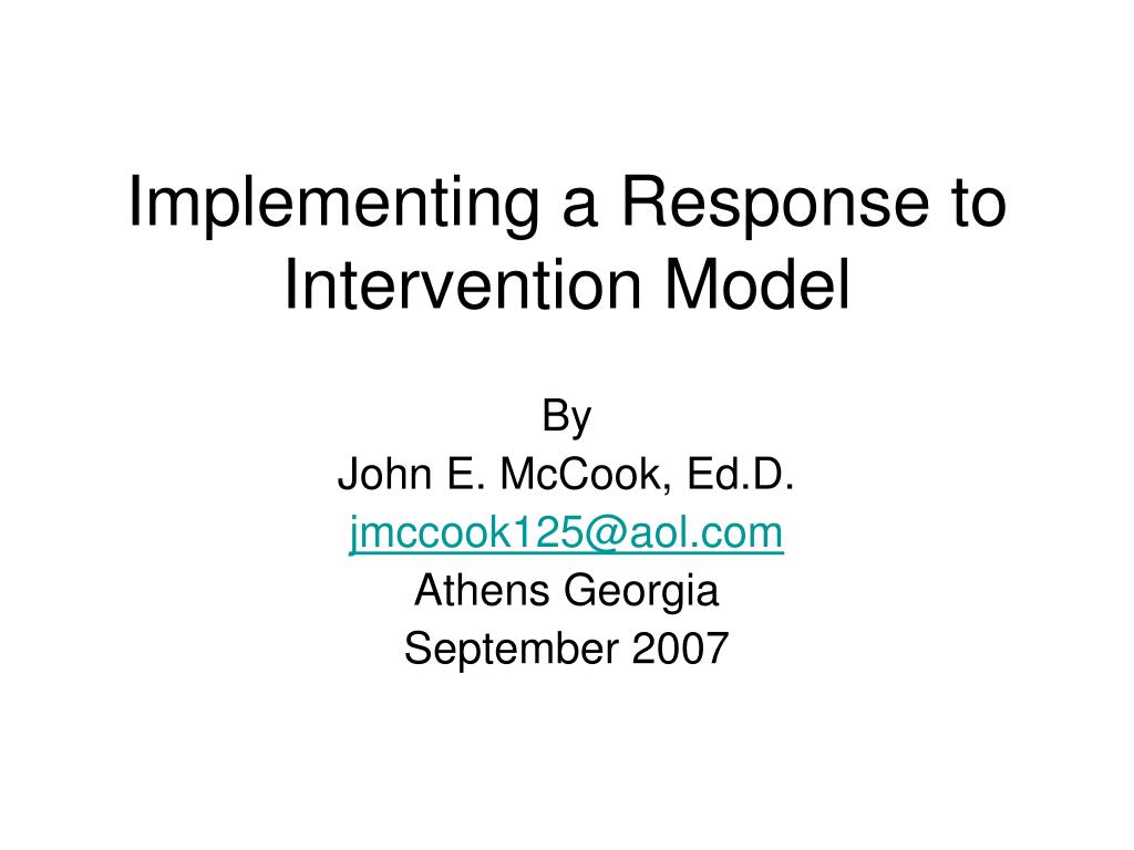 PPT - Implementing a Response to Intervention Model PowerPoint ...