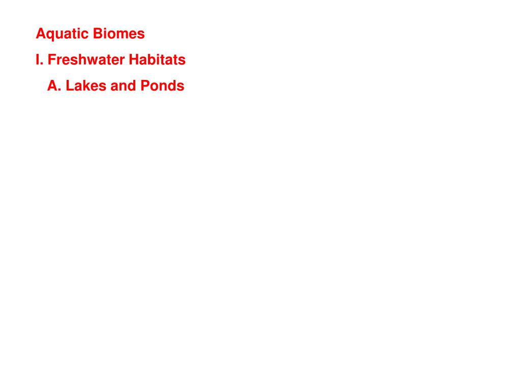 PPT - Aquatic Biomes I. Freshwater Habitats A. Lakes and Ponds ...