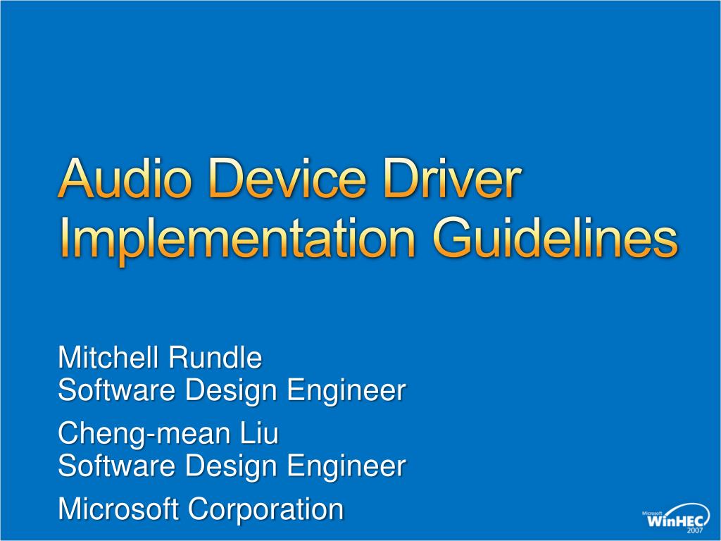 PPT - Audio Device Driver Implementation Guidelines PowerPoint ...