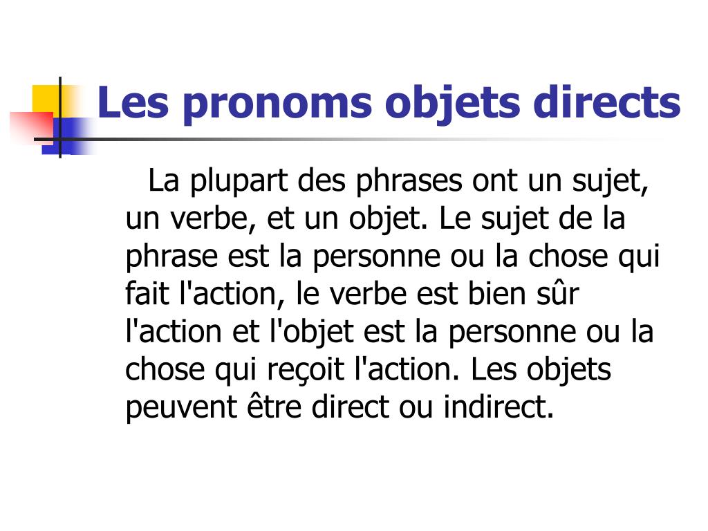 PPT - Les pronoms objets directs PowerPoint Presentation, free download ...
