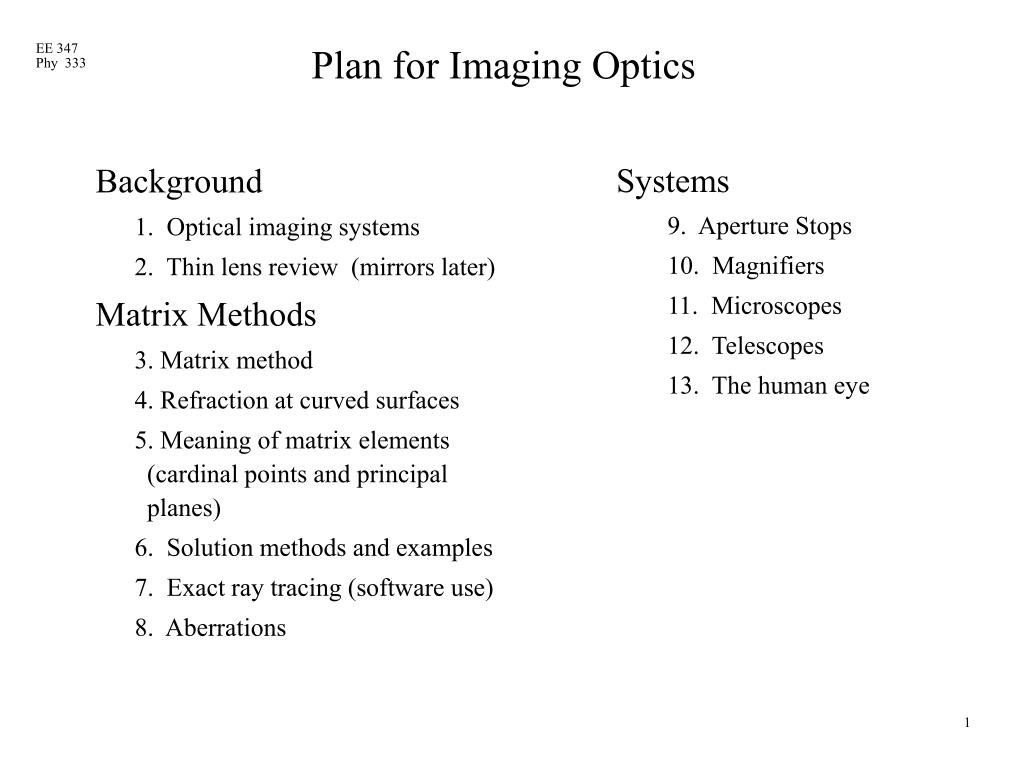 PPT - Plan for Imaging Optics PowerPoint Presentation, free download ...