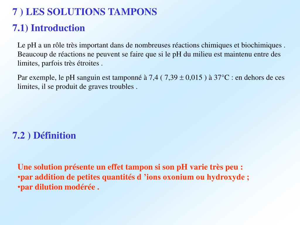 PPT - 7 ) LES SOLUTIONS TAMPONS PowerPoint Presentation, free download ...