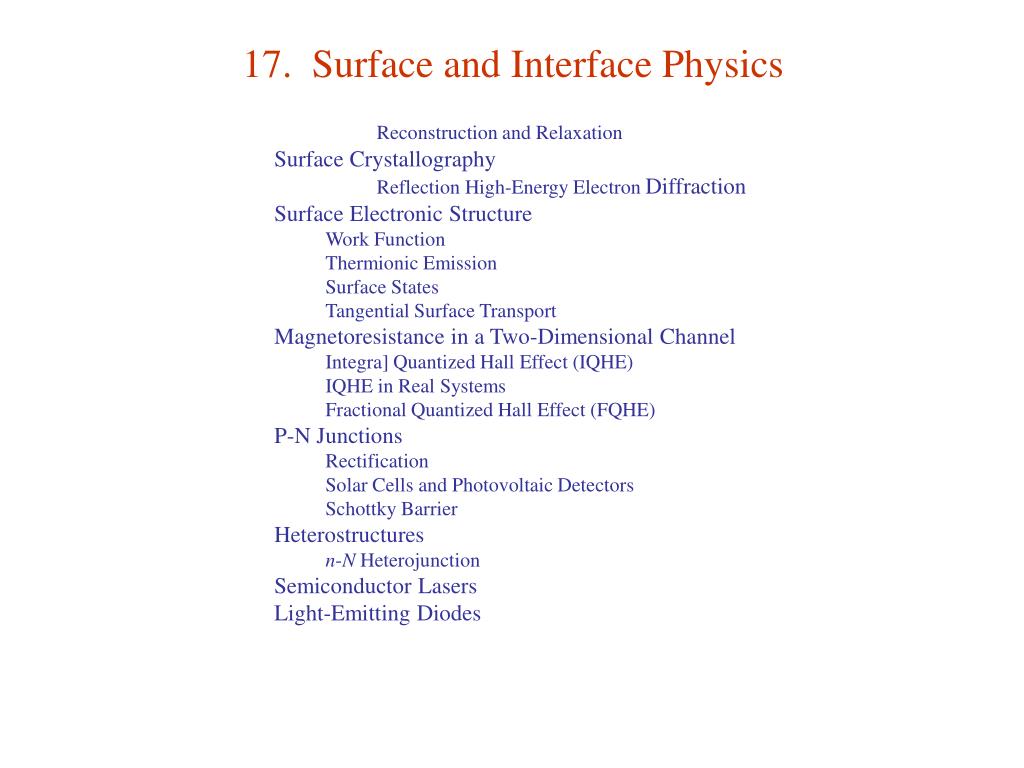PPT - 17. Surface and Interface Physics PowerPoint Presentation, free ...
