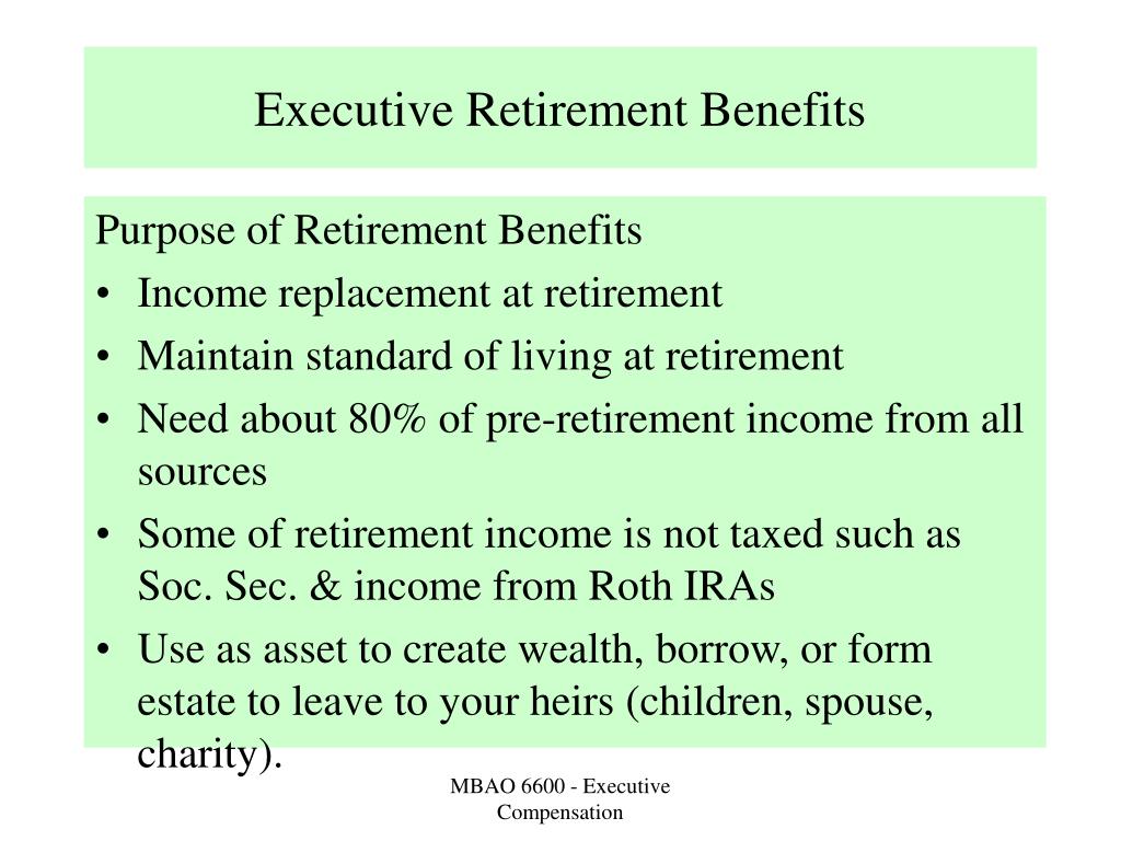 PPT - Executive Retirement Benefits PowerPoint Presentation, free ...