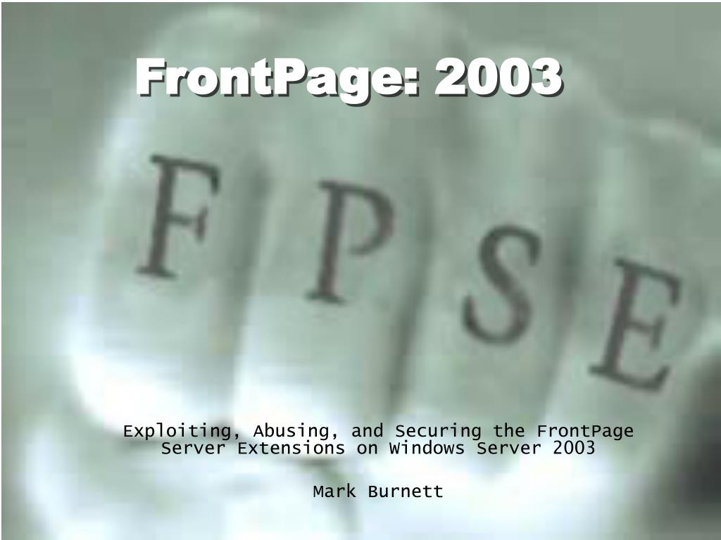 PPT - FrontPage: 2003 PowerPoint Presentation, free download - ID:605659