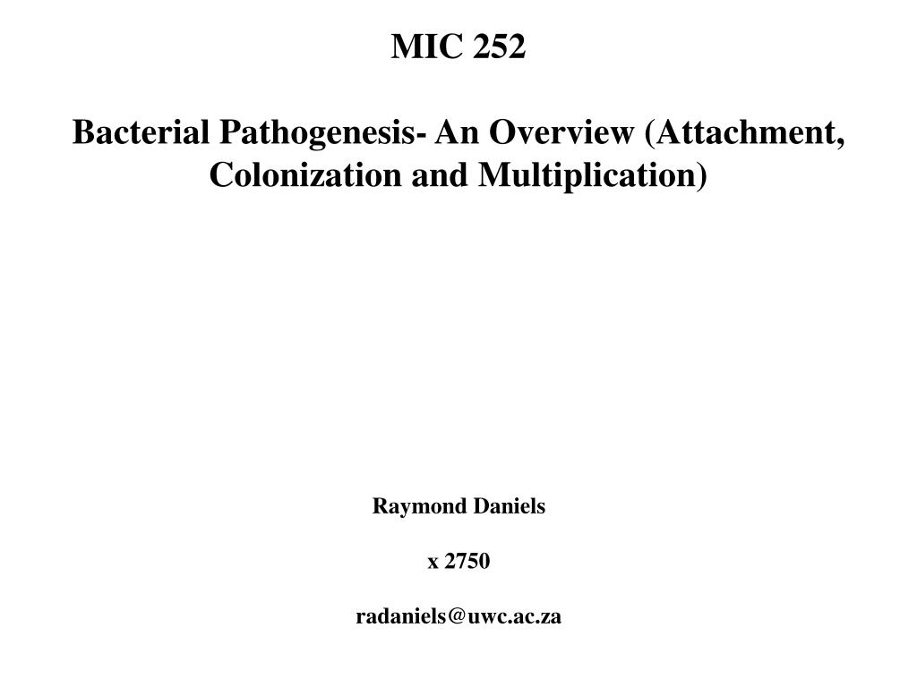 PPT - MIC 252 Bacterial Pathogenesis- An Overview (Attachment ...