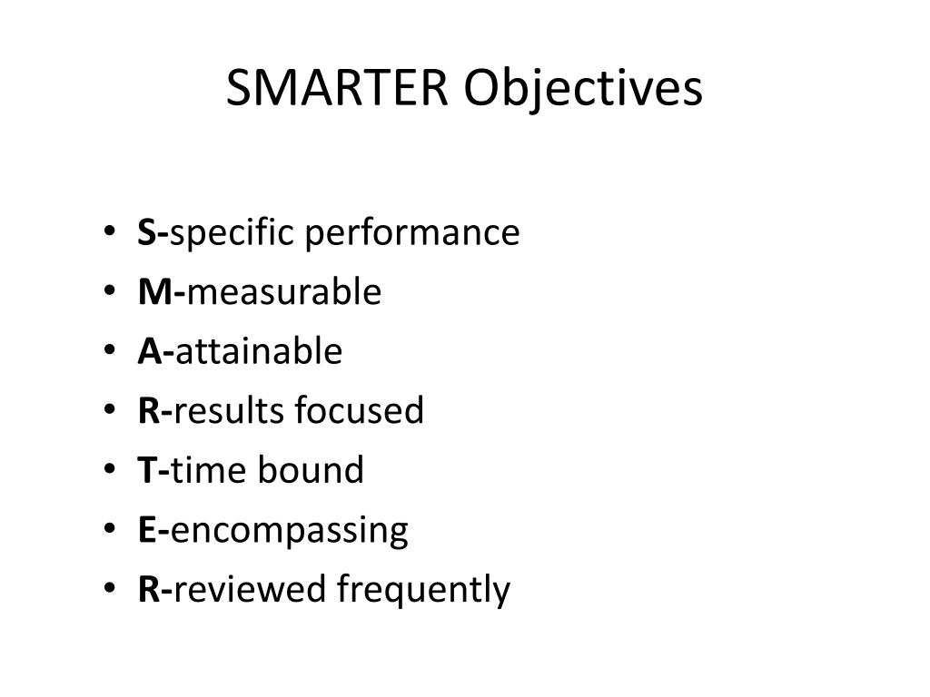 PPT - SMARTER Objectives PowerPoint Presentation, free download - ID:613512