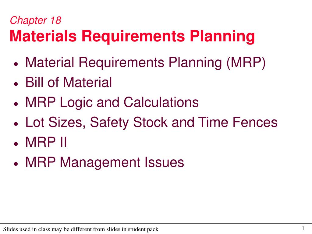 PPT - Chapter 18 Materials Requirements Planning PowerPoint ...