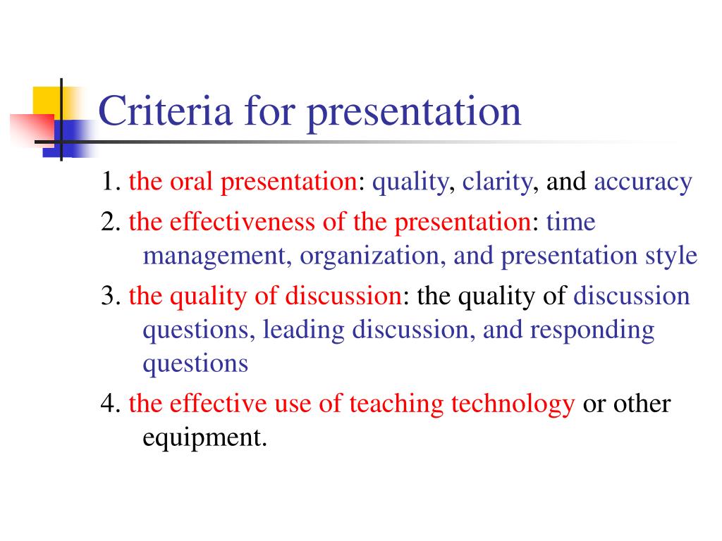 PPT - Criteria for presentation PowerPoint Presentation, free download ...