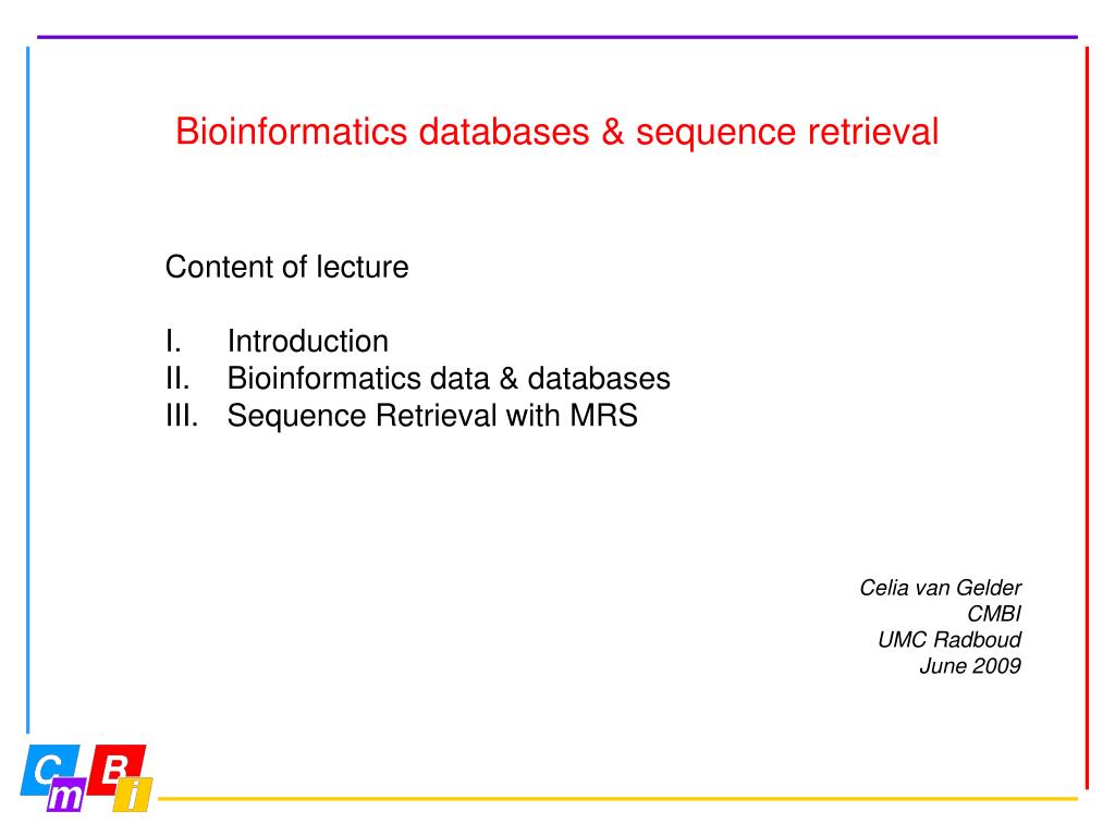 PPT - Bioinformatics databases & sequence retrieval PowerPoint ...