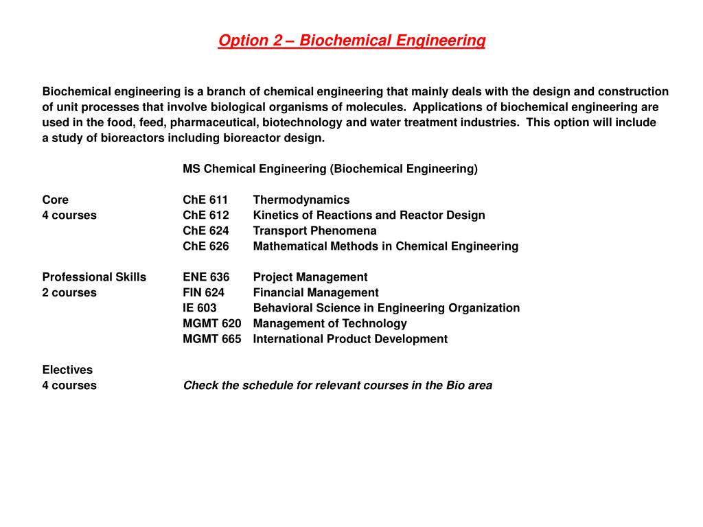 PPT - Option 2 – Biochemical Engineering PowerPoint Presentation, free ...