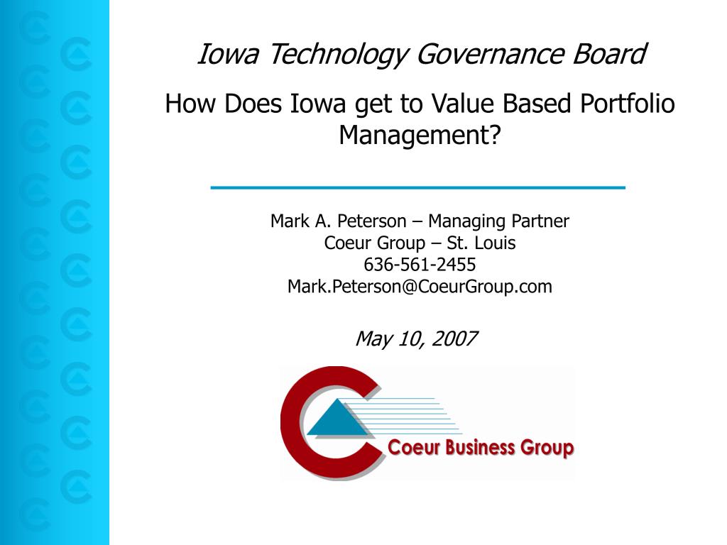 PPT - How Does Iowa get to Value Based Portfolio Management? PowerPoint ...