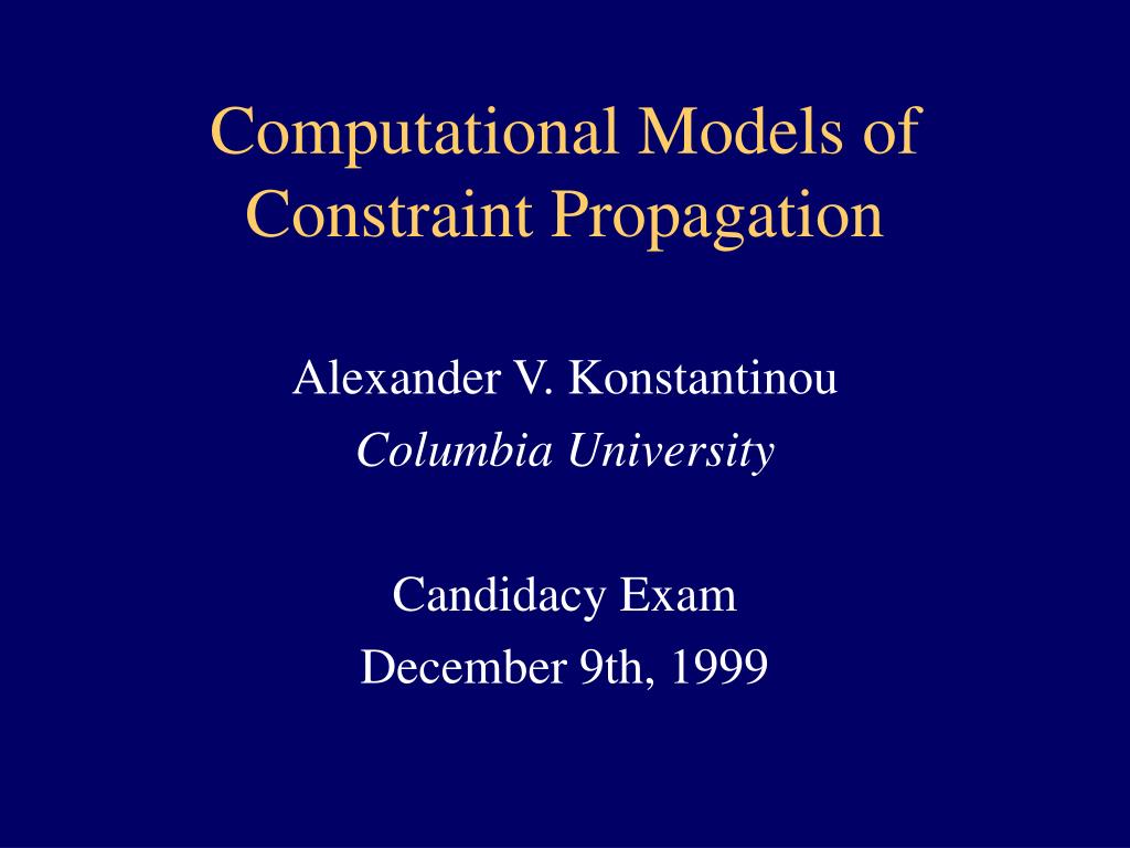 Ppt Computational Models Of Constraint Propagation Powerpoint