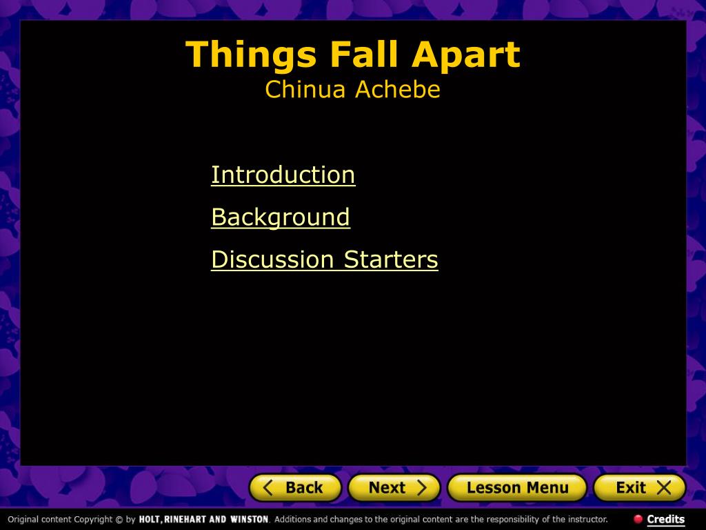 PPT - Things Fall Apart Chinua Achebe PowerPoint Presentation, free ...