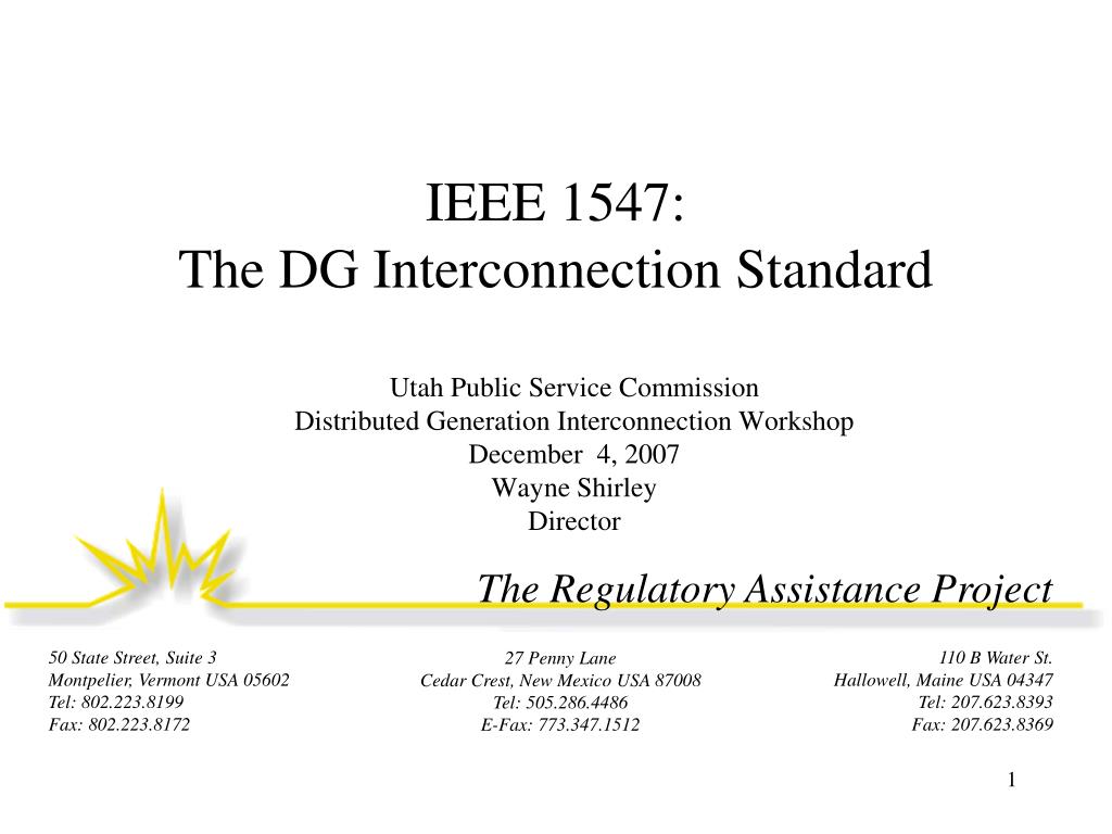 PPT - IEEE 1547: The DG Interconnection Standard PowerPoint ...