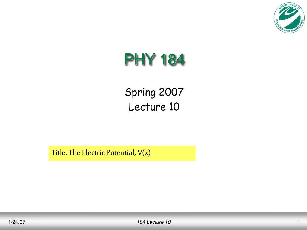 PPT - PHY 184 PowerPoint Presentation, free download - ID:640691
