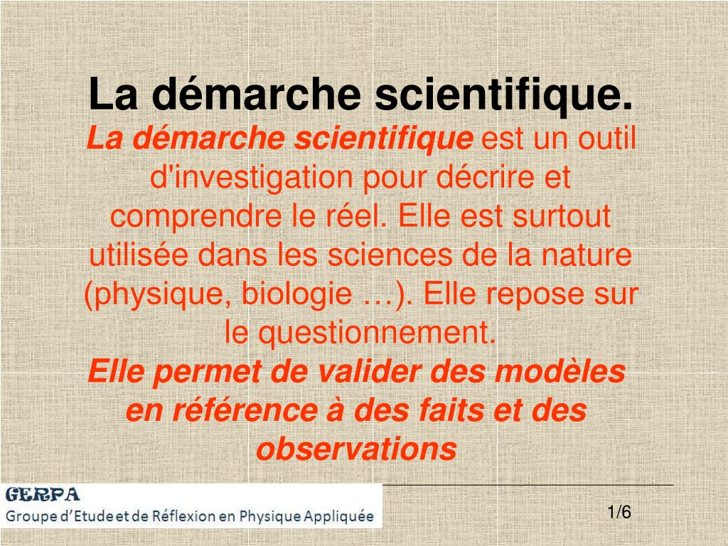 PPT - La démarche scientifique. PowerPoint Presentation, free download ...