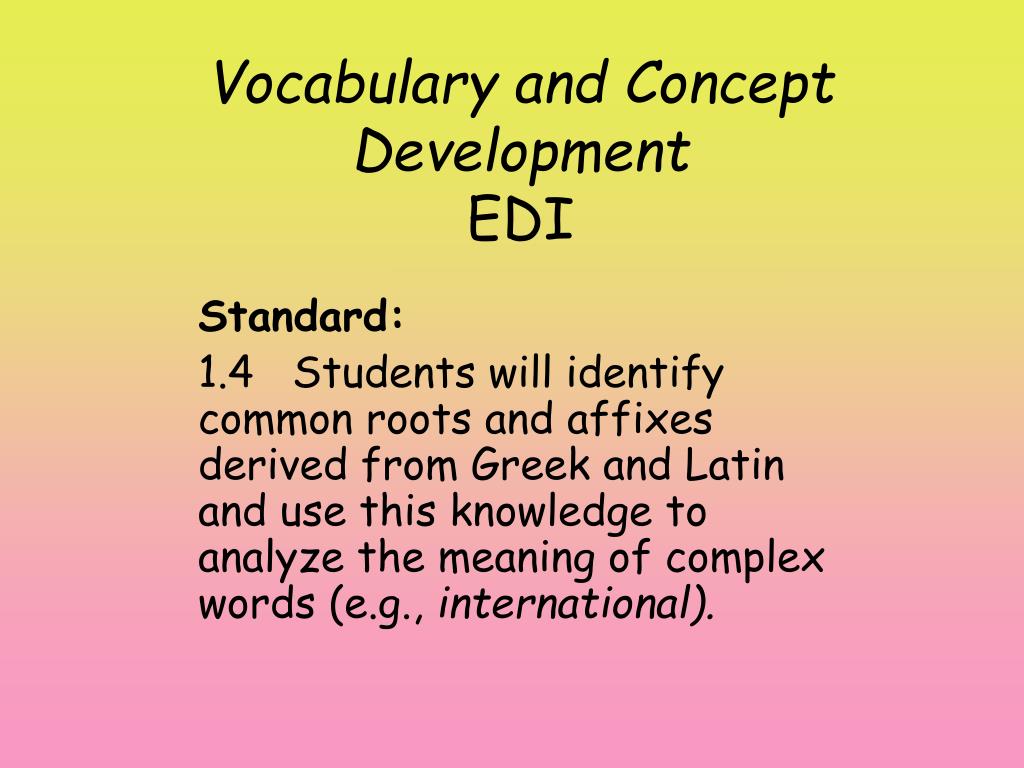 PPT - Vocabulary and Concept Development EDI PowerPoint Presentation ...