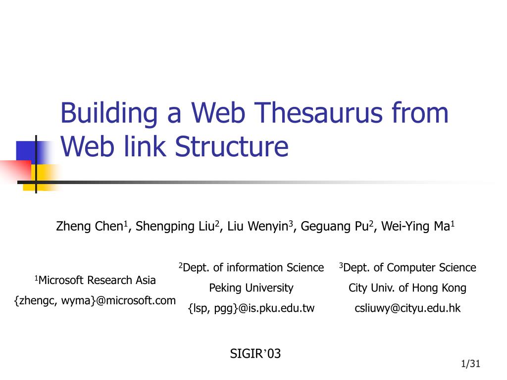 PPT - Building a Web Thesaurus from Web link Structure PowerPoint ...