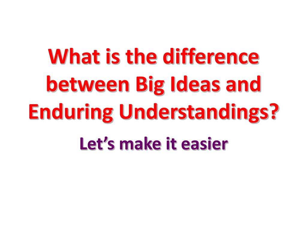 PPT - What is the difference between Big Ideas and Enduring ...