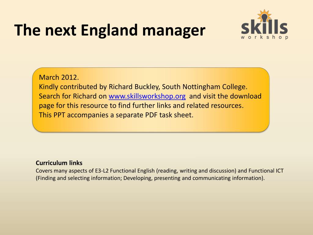 PPT - The next England manager PowerPoint Presentation, free download ...