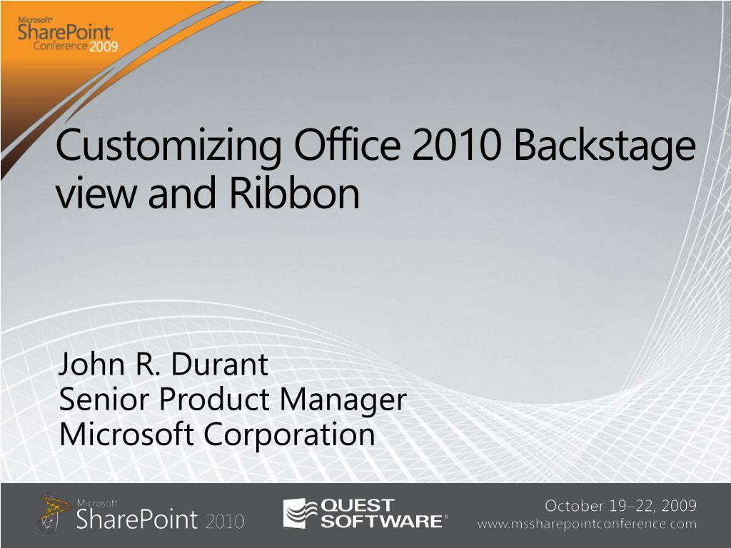 PPT - Customizing Office 2010 Backstage view and Ribbon PowerPoint ...