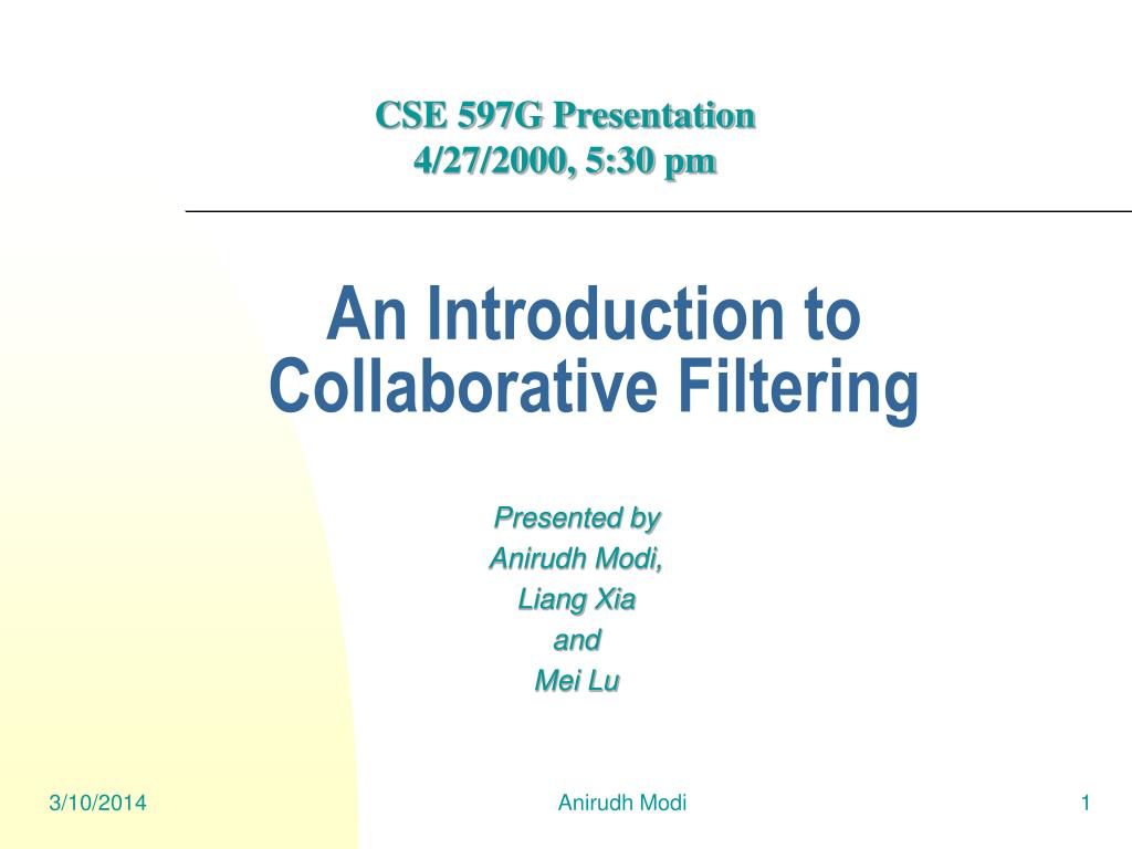 PPT - An Introduction to Collaborative Filtering PowerPoint ...