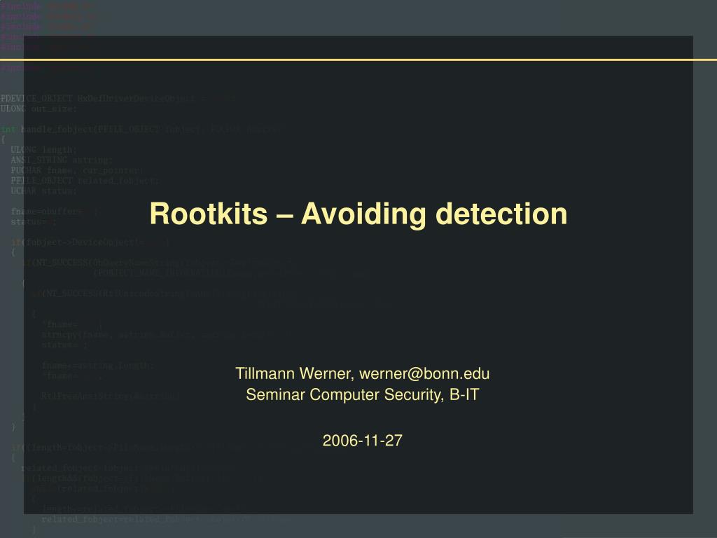 PPT - Rootkits – Avoiding detection PowerPoint Presentation, free download - ID:662448