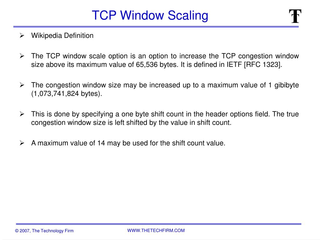 PPT - TCP Window Scaling PowerPoint Presentation, free download - ID:667447