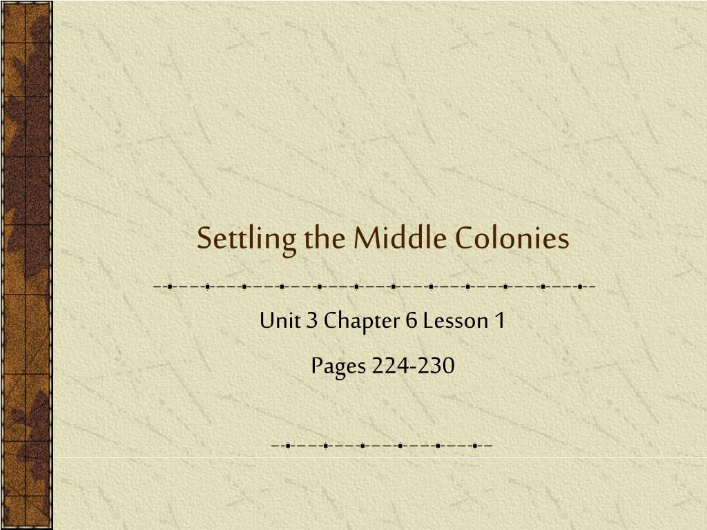PPT - Settling the Middle Colonies PowerPoint Presentation, free ...