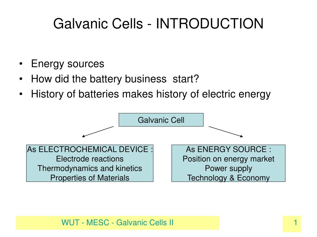 PPT - Galvanic Cells - INTRODUCTION PowerPoint Presentation, free ...