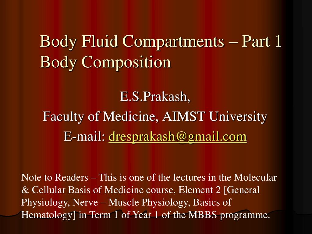 PPT - Body Fluid Compartments – Part 1 Body Composition PowerPoint ...