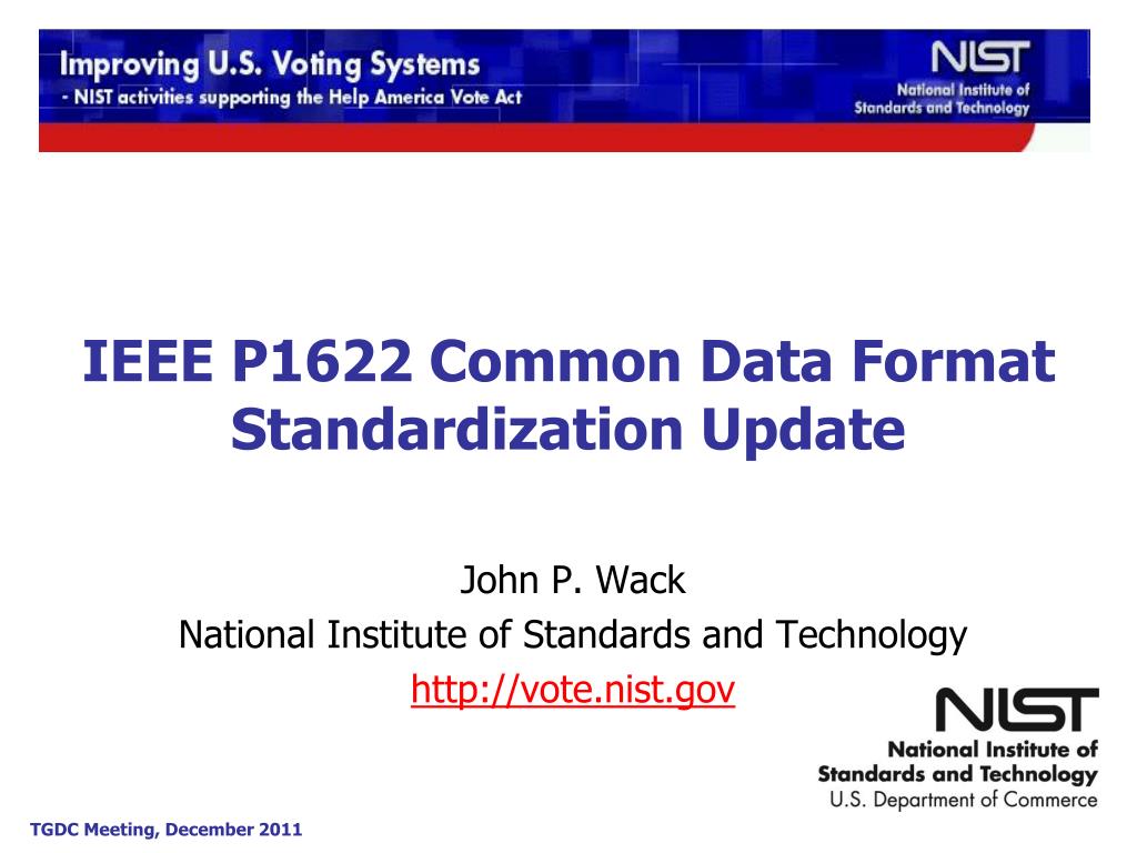 PPT - IEEE P1622 Common Data Format Standardization Update PowerPoint ...