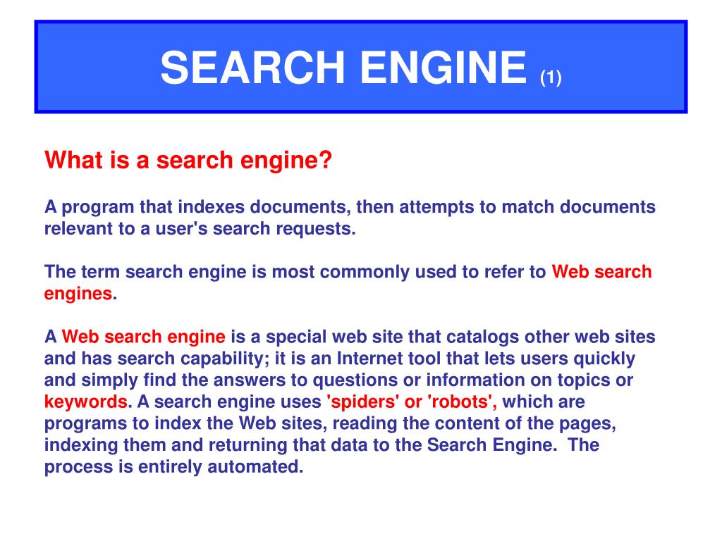 PPT - SEARCH ENGINE (1) PowerPoint Presentation, free download - ID:698148