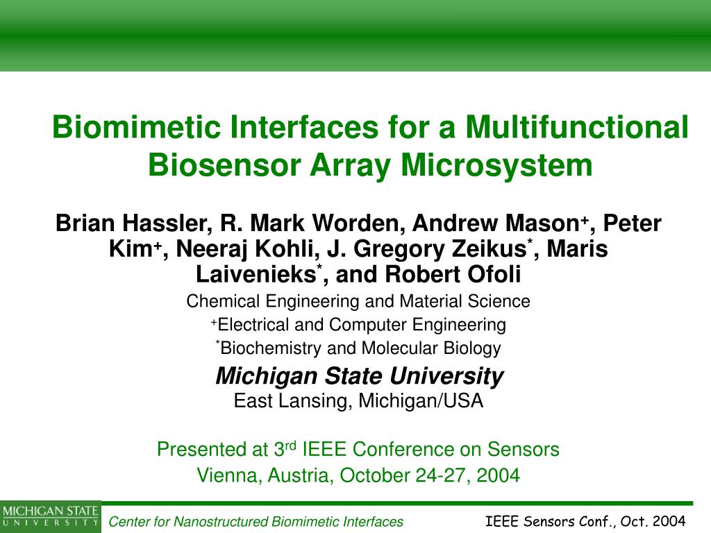 PPT - Biomimetic Interfaces for a Multifunctional B iosensor Array Microsystem PowerPoint ...