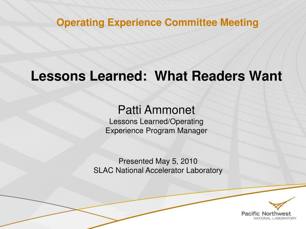 PPT - Operating Experience Committee Meeting PowerPoint Presentation ...
