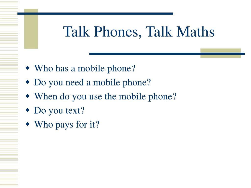 PPT - Talk Phones, Talk Maths PowerPoint Presentation, free download ...