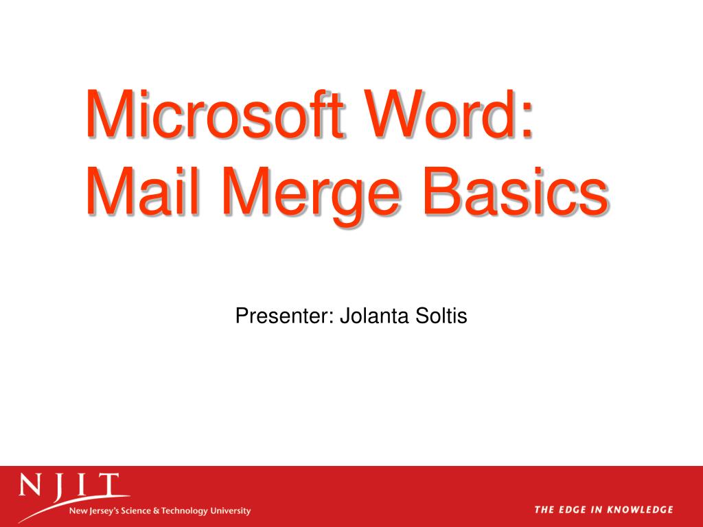 PPT - Microsoft Word: Mail Merge Basics PowerPoint Presentation, free ...