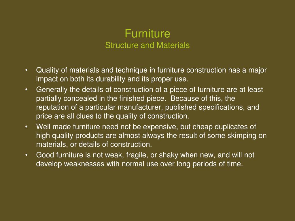 PPT - Furniture Structure and Materials PowerPoint Presentation, free ...