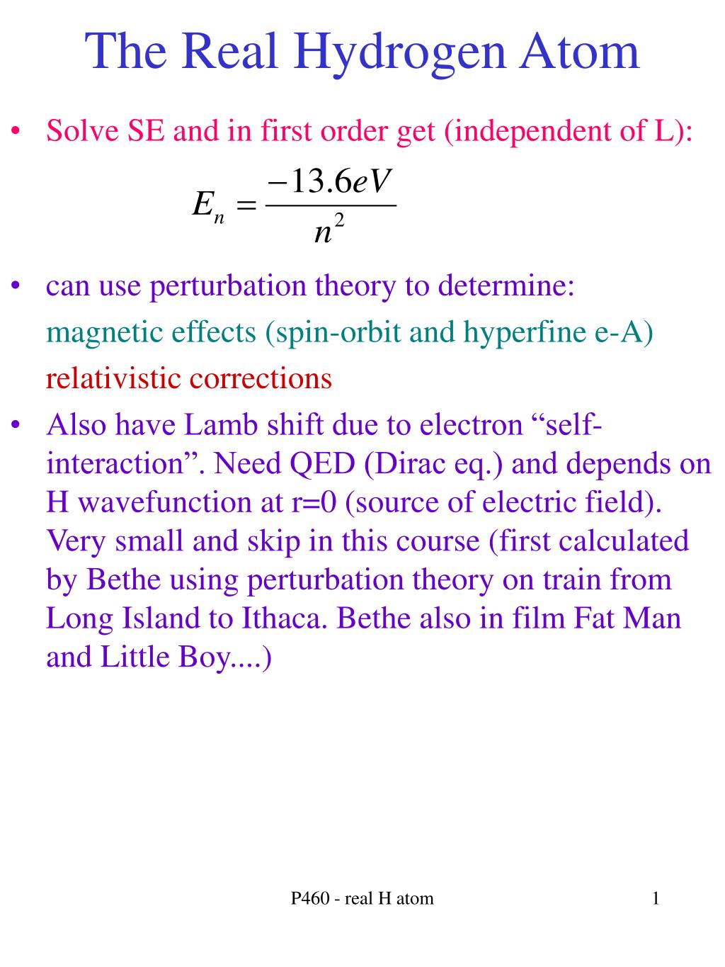 PPT - The Real Hydrogen Atom PowerPoint Presentation, free download ...