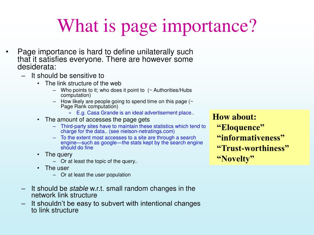 PPT - What is page importance? PowerPoint Presentation, free download ...