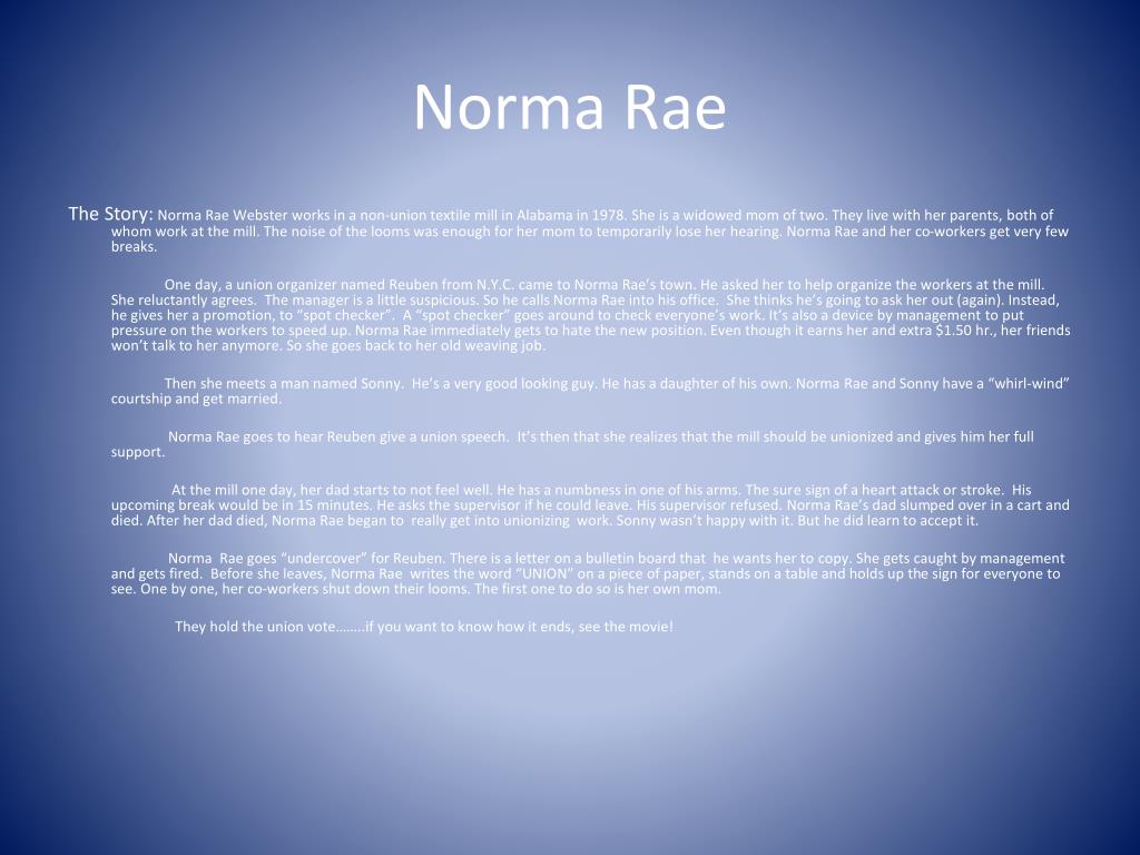 PPT - Norma Rae PowerPoint Presentation, free download - ID:724832