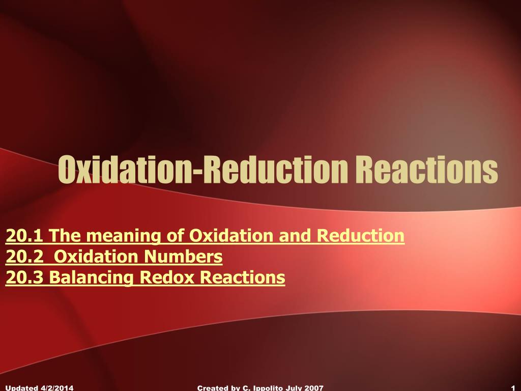 PPT - Oxidation-Reduction Reactions PowerPoint Presentation, free ...
