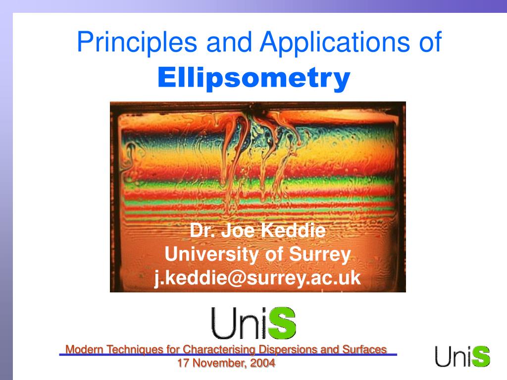 PPT - Principles and Applications of Ellipsometry PowerPoint ...